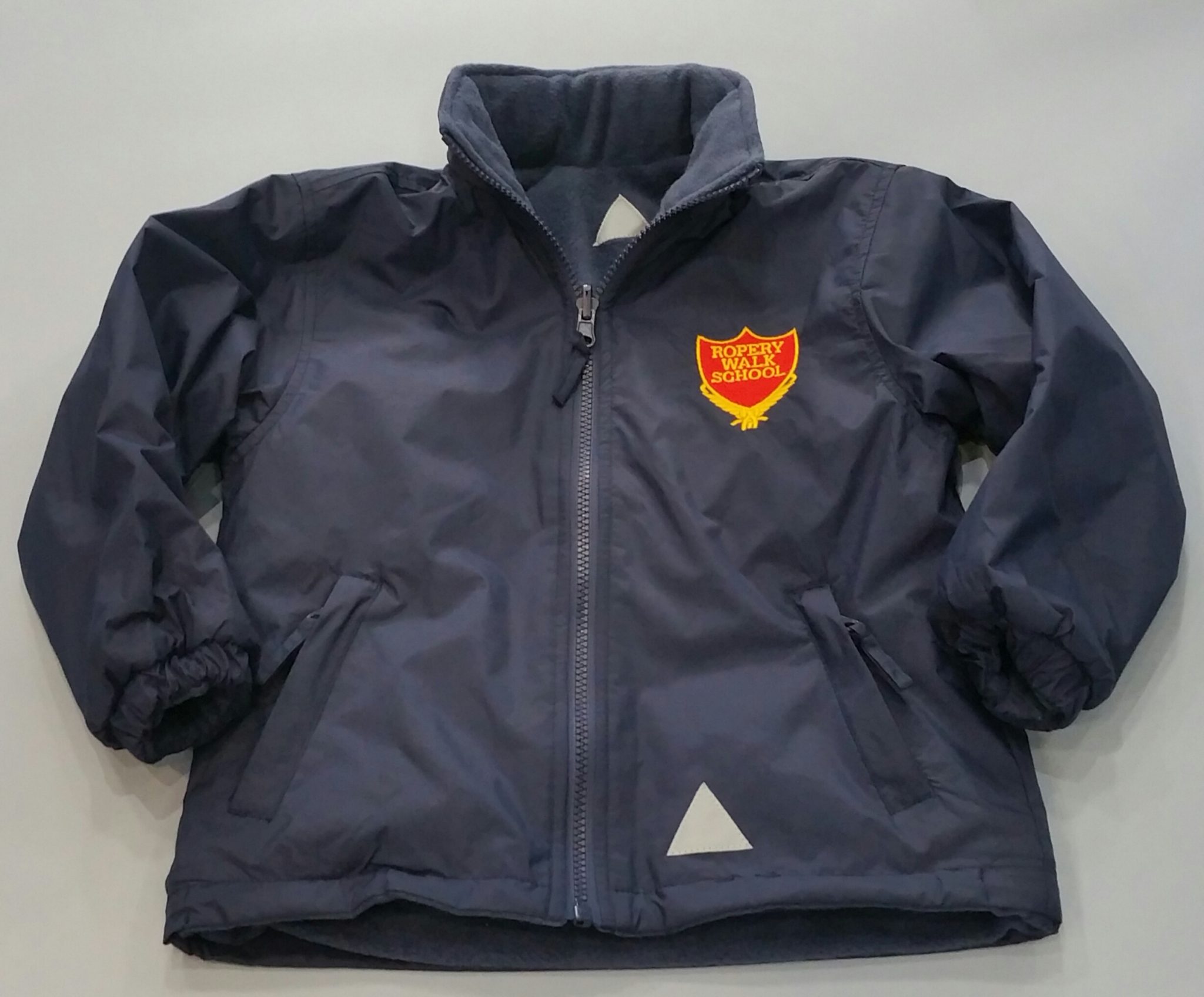 NAVY BLUE REVERSIBLE JACKET with embroidered school logo - JD Schoolwear